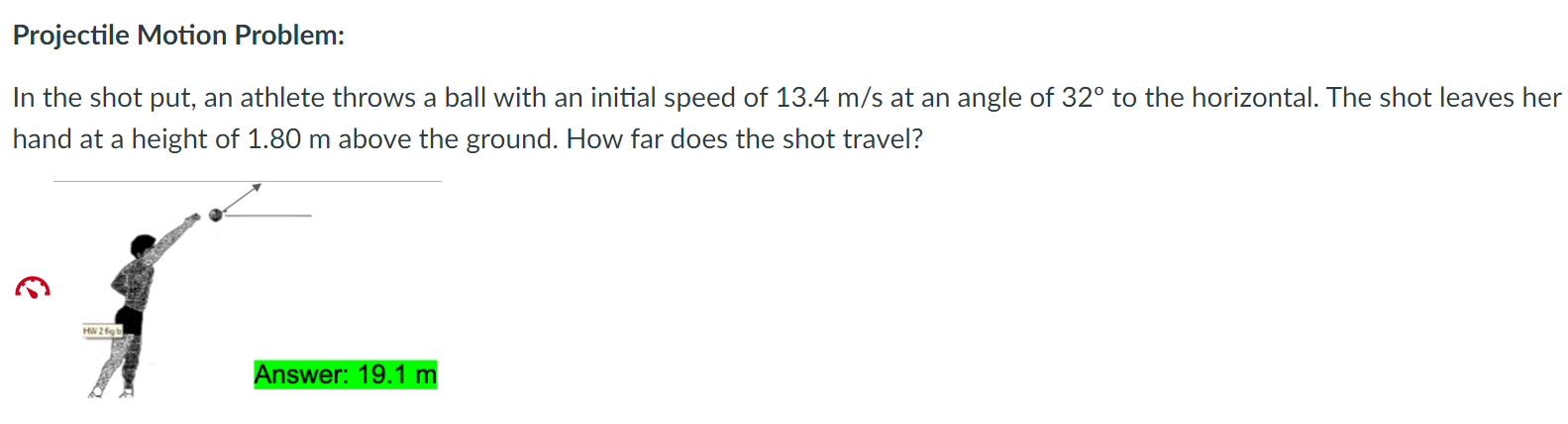 Solved Projectile Motion Problem: In the shot put, an | Chegg.com