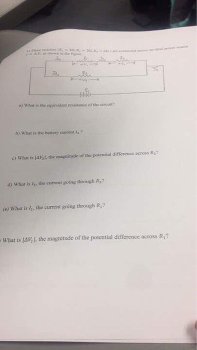 Solved 5) Three re R, 30. R, 3n R, m 6n y are comnecred | Chegg.com