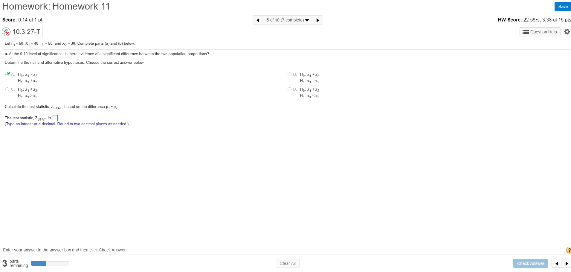 Solved Homework Homework 11 Save 4 Of 10 7 Complete Hw