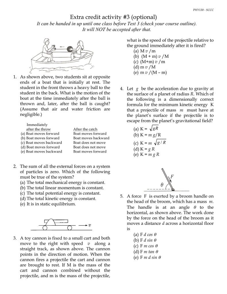 Solved PHY130-SCCC Extra credit activity #3 (optional) It | Chegg.com