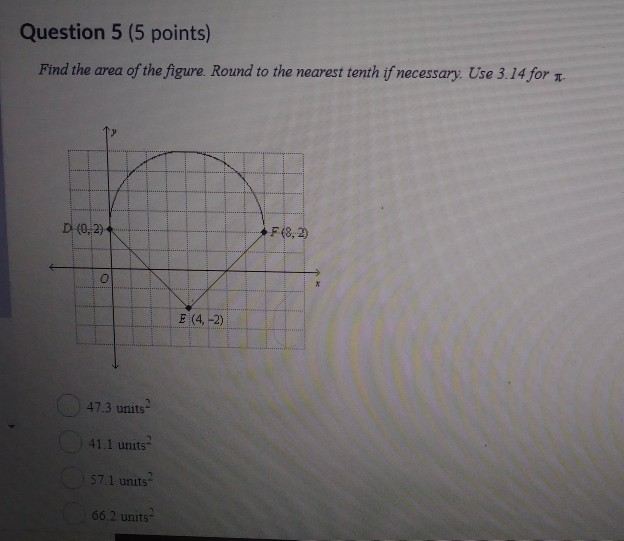Solved Question 5 (5 points) Find the area of the figure. | Chegg.com
