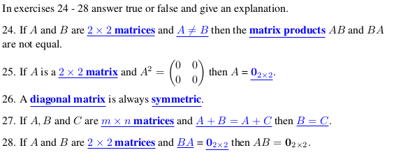 Solved In exercises 24 - 28 answer true or false and give an | Chegg.com