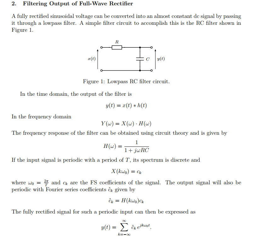 2. Filtering Output of Full-Wave Rectifier A fully | Chegg.com