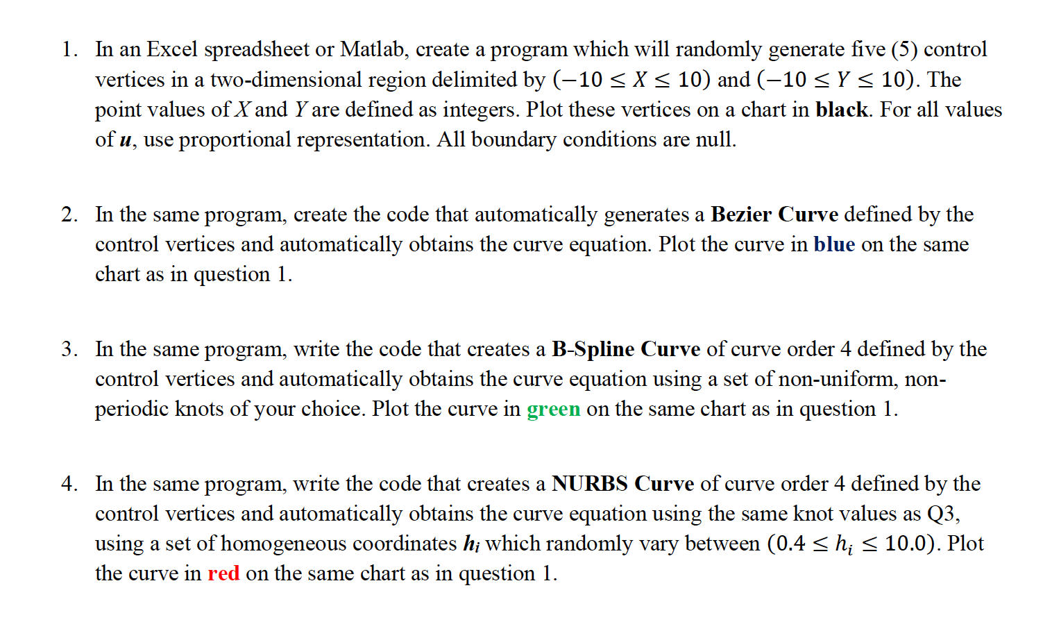 Solved 1 In An Excel Spreadsheet Or Matlab Create A