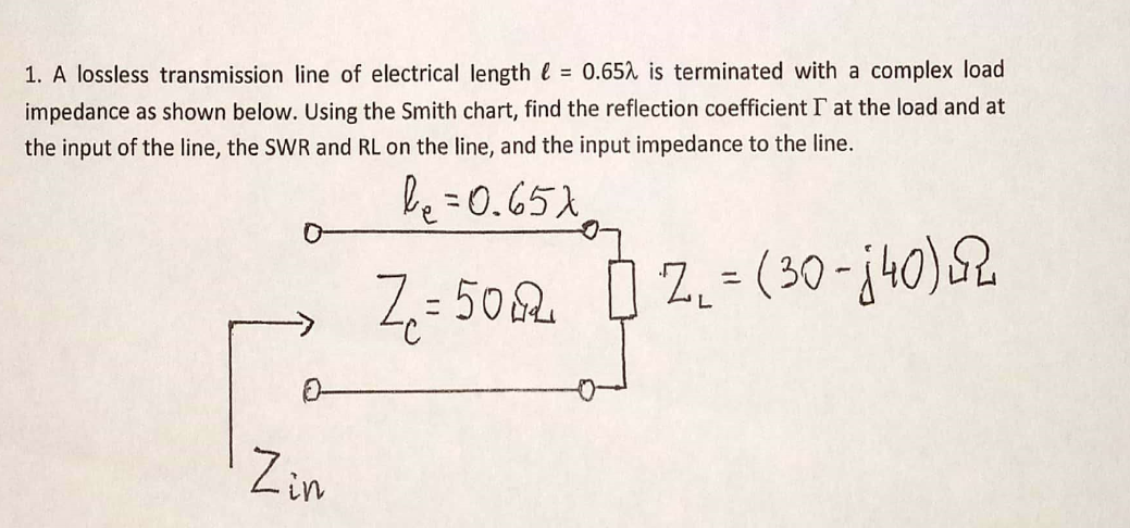 Solved 1. A lossless transmission line of electrical length | Chegg.com