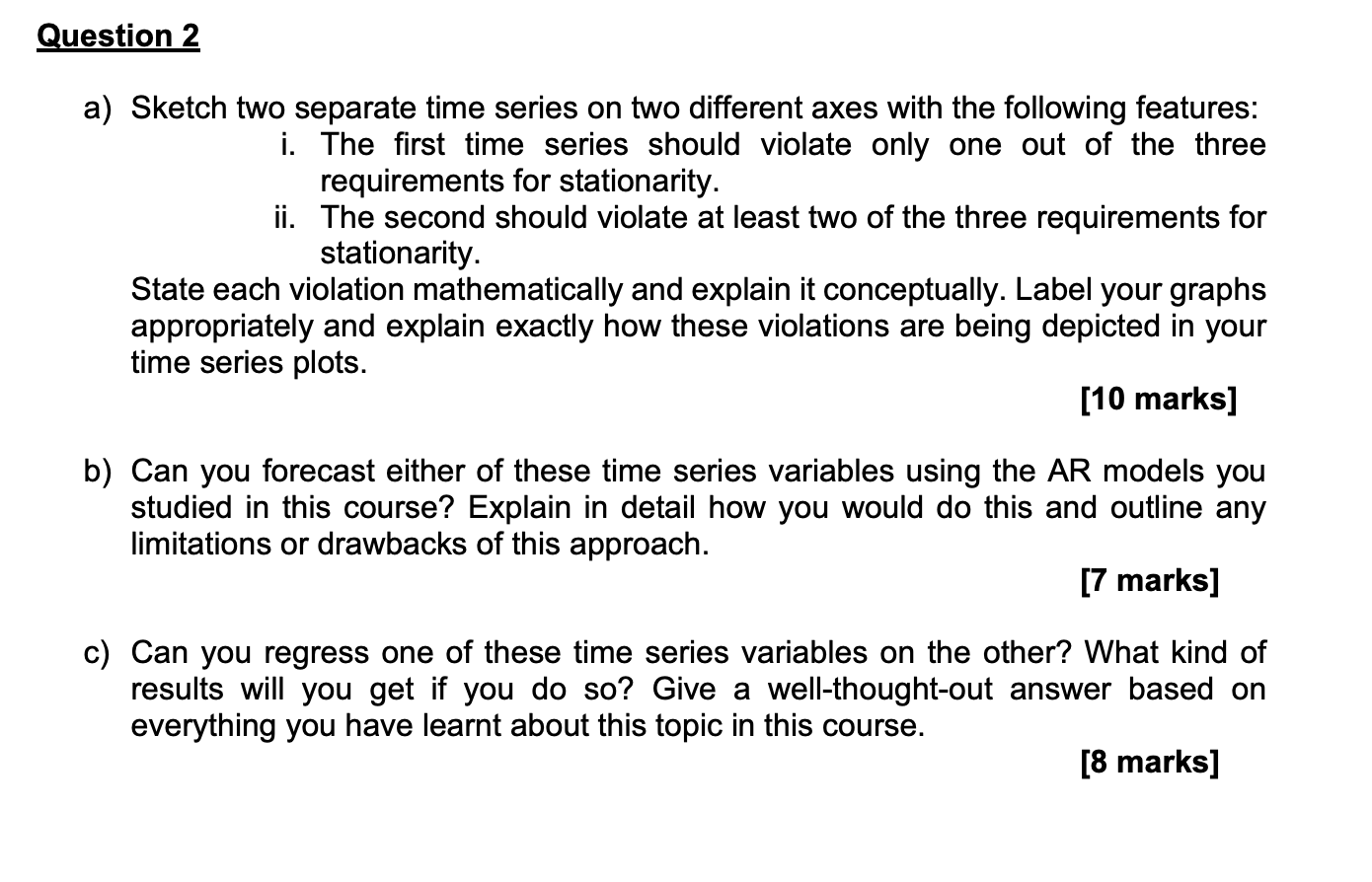 Solved a) Sketch two separate time series on two different | Chegg.com