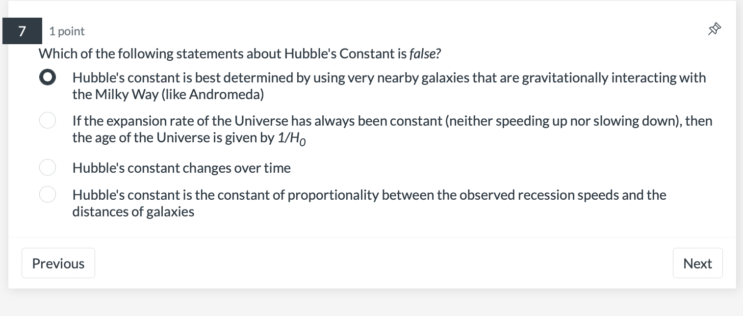 Solved Which of the following statements about Hubble's | Chegg.com