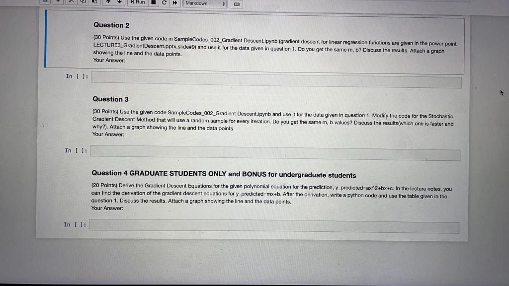 Run Markdown Question 2 (30 Points) Use the given | Chegg.com