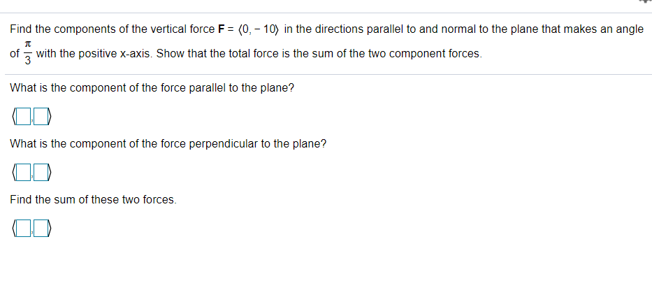 Solved Find the components of the vertical force F = (0, | Chegg.com