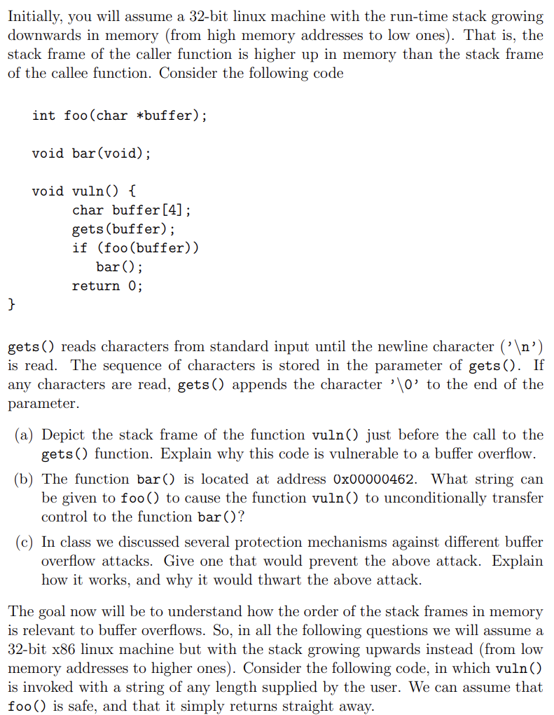 Solved Initially, you will assume a 32-bit linux machine | Chegg.com