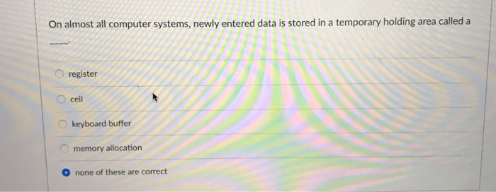 Solved On almost all computer systems, newly entered data is | Chegg.com