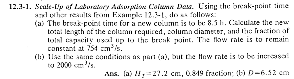 12.3-1. Scale-Up of Laboratory Adsorption Column | Chegg.com