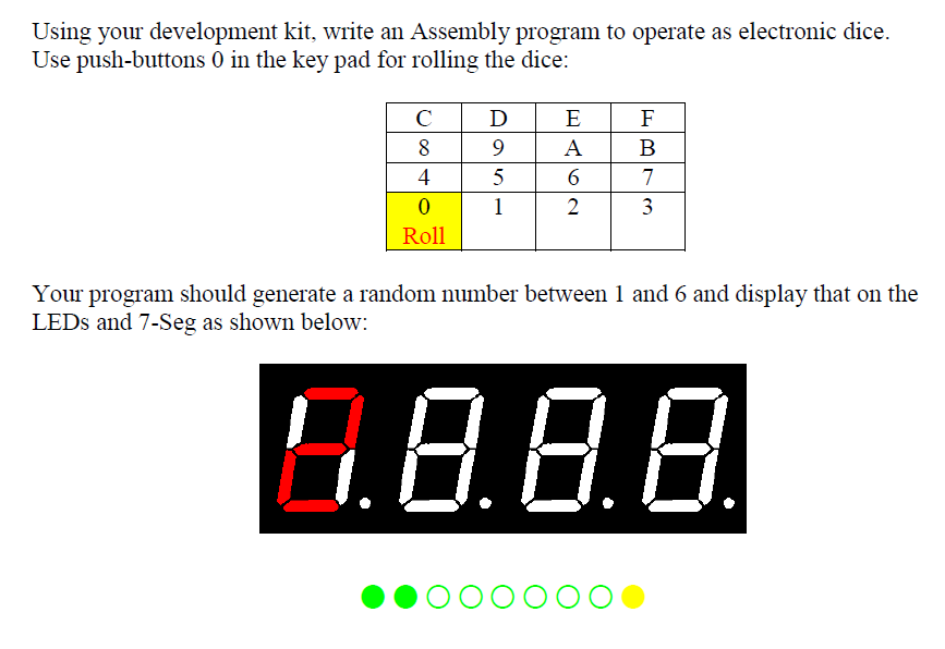 Electronic Dice using 8051 8-bits | Chegg.com