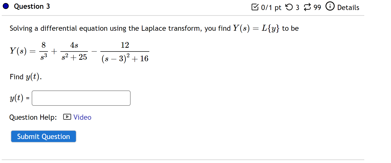 Solved Solving a differential equation using the Laplace | Chegg.com