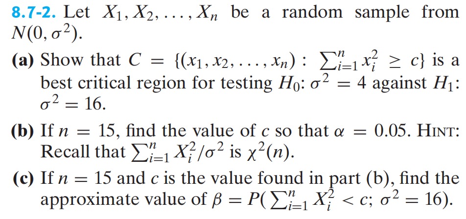 Solved 8.7-2. Let X1,X2,…,Xn be a random sample from | Chegg.com
