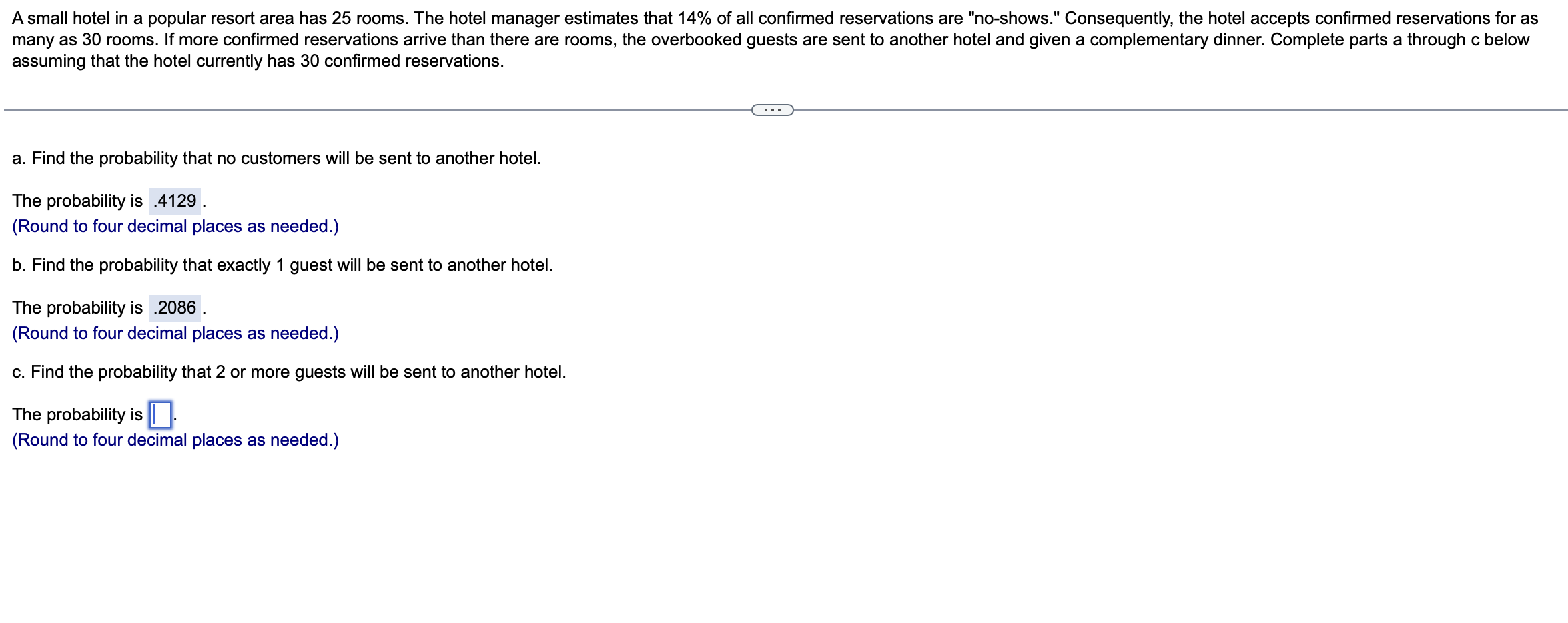 Solved assuming that the hotel currently has 30 confirmed | Chegg.com