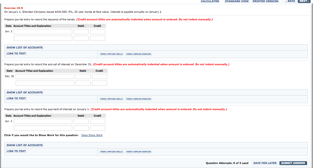 Solved CALCULATOR STANDARD VIEW PRINTER VERSION BACK NEXT | Chegg.com