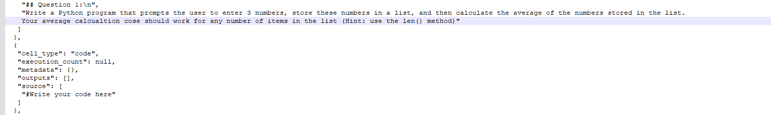 Solved "## Question 1:\nn, Your average calcualtion cose | Chegg.com