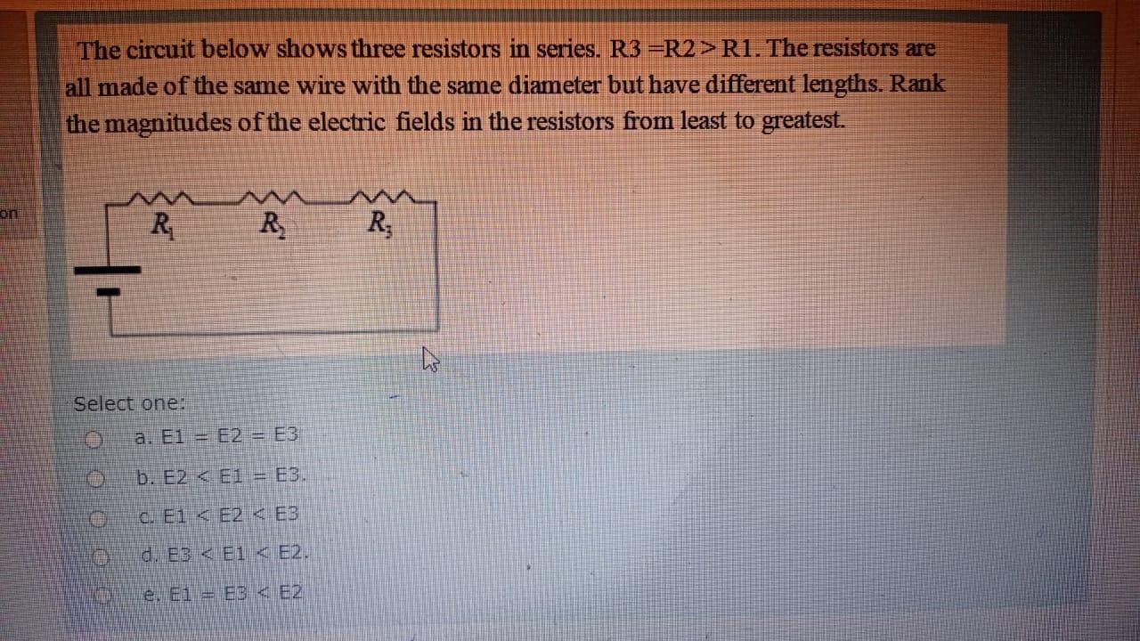 Solved The circuit below shows three resistors in series. R3 | Chegg.com