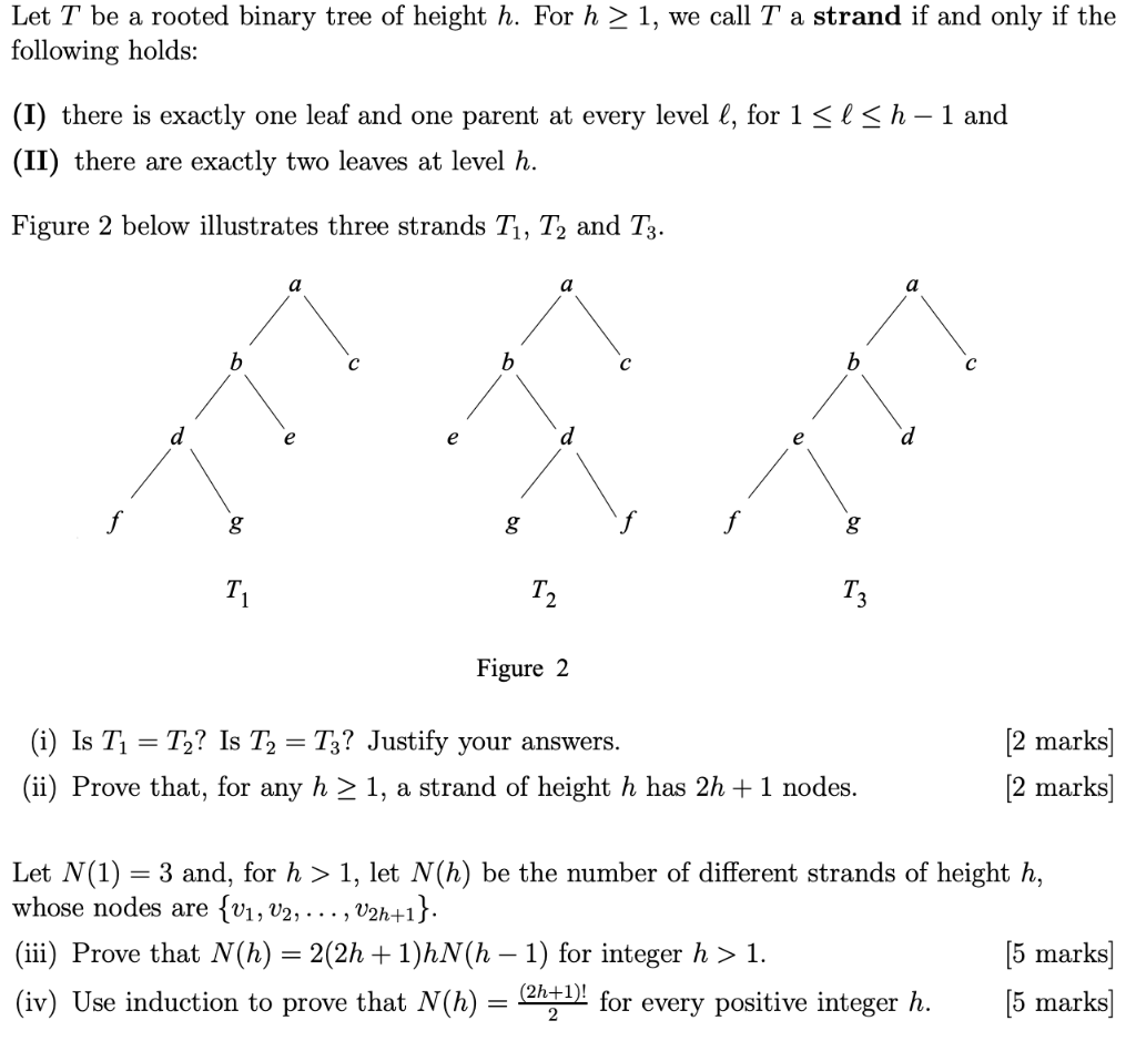 Solved Let T be a rooted binary tree of height h. For h > 1, | Chegg.com