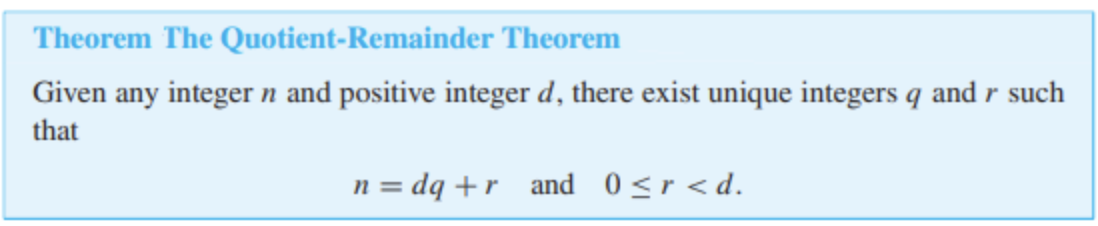 Solved Use Quotient Remainder Theorem to solve the | Chegg.com