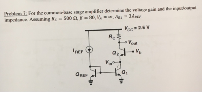Solved Problem 2: For the common-base stage amplifier | Chegg.com