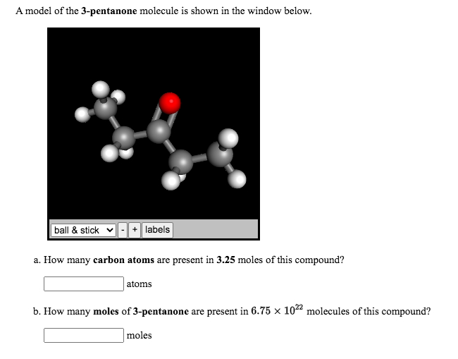 Solved A model of the 3-pentanone molecule is shown in the | Chegg.com