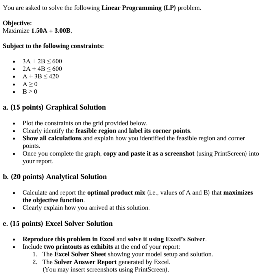 Solved You are asked to solve the following Linear | Chegg.com