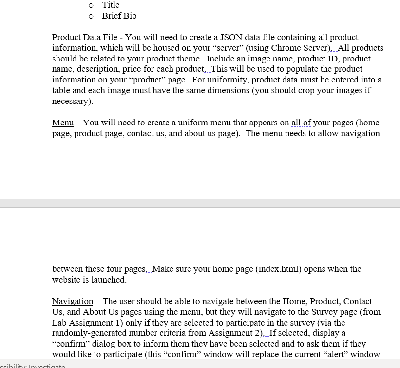 Assignment #3 Create three new web pages and two JSON | Chegg.com | Chegg.com