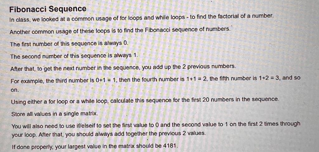 Solved Fibonacci Sequence In class, we looked at a common | Chegg.com