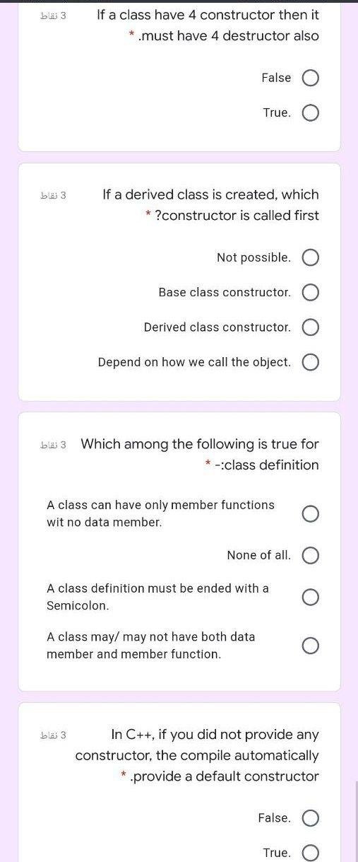 Solved Ba 3 If A Class Have 4 Constructor Then It Must