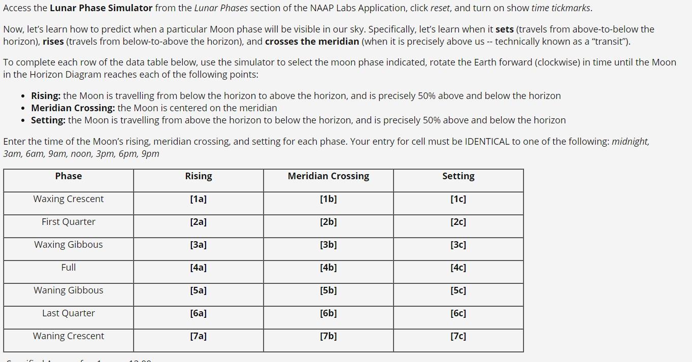 Solved Access the Lunar Phase Simulator from the Lunar | Chegg.com