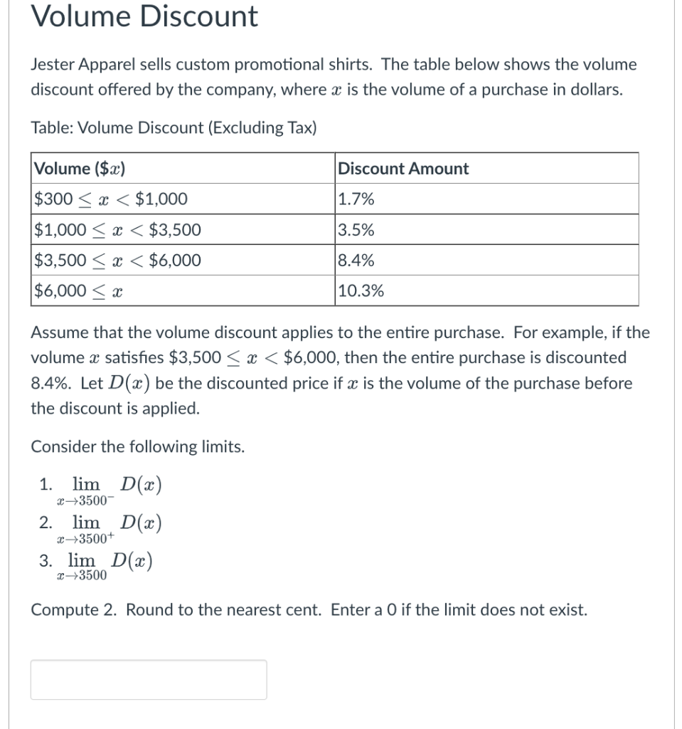 Solved Volume Discount Jester Apparel sells custom | Chegg.com