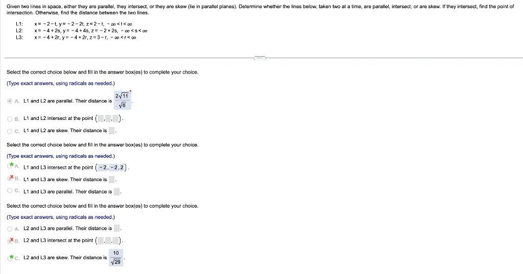 Solved intersection. Otherwise, find the distance between | Chegg.com