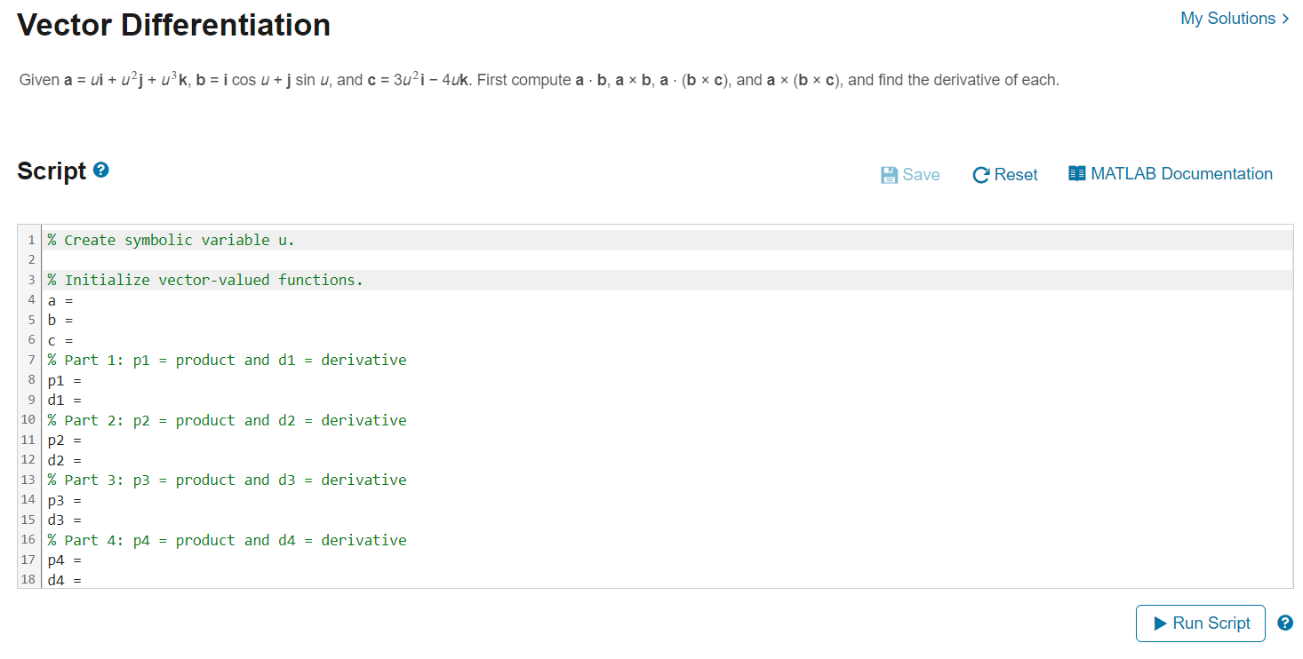 Solved Vector Differentiation My Solutions > Given | Chegg.com