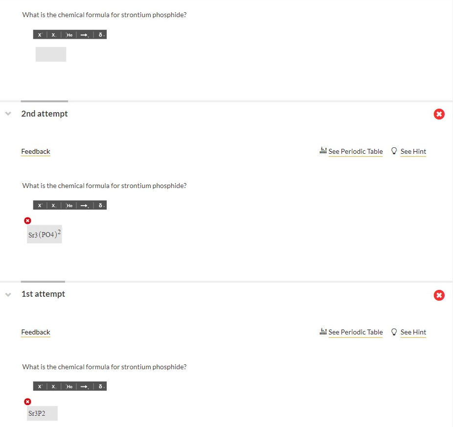 Solved What is the chemical formula for strontium phosphide? | Chegg.com