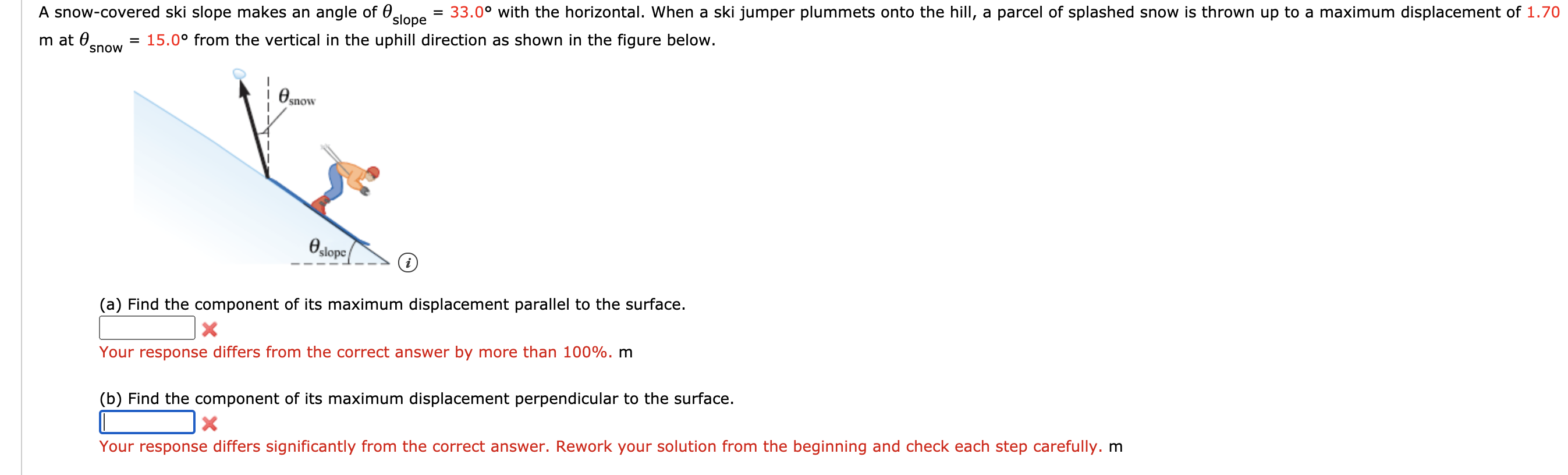 Solved slope A snow-covered ski slope makes an angle of = | Chegg.com