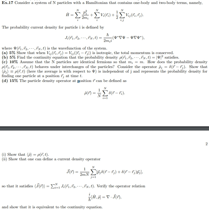 Ex.17 Consider a system of N particles with a | Chegg.com