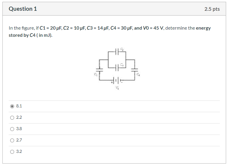 Solved Question 1 2.5 pts In the figure, if C1 = 20 pF, C2 = | Chegg.com