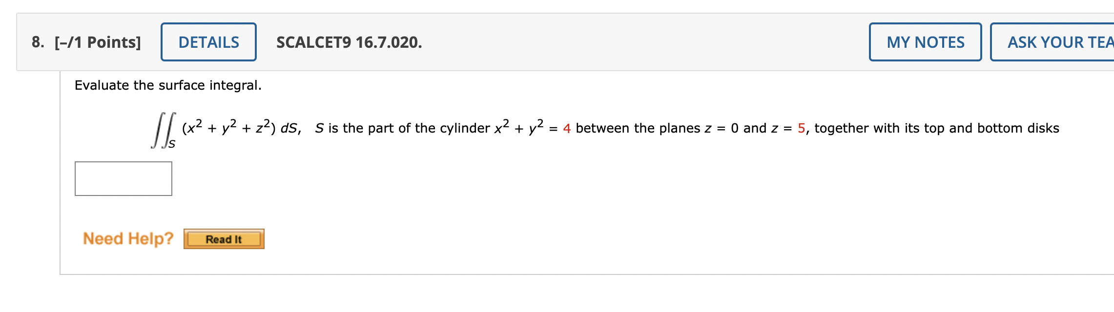 Solved 8. [-/1 Points] DETAILS Need Help? SCALCET9 16.7.020. | Chegg.com
