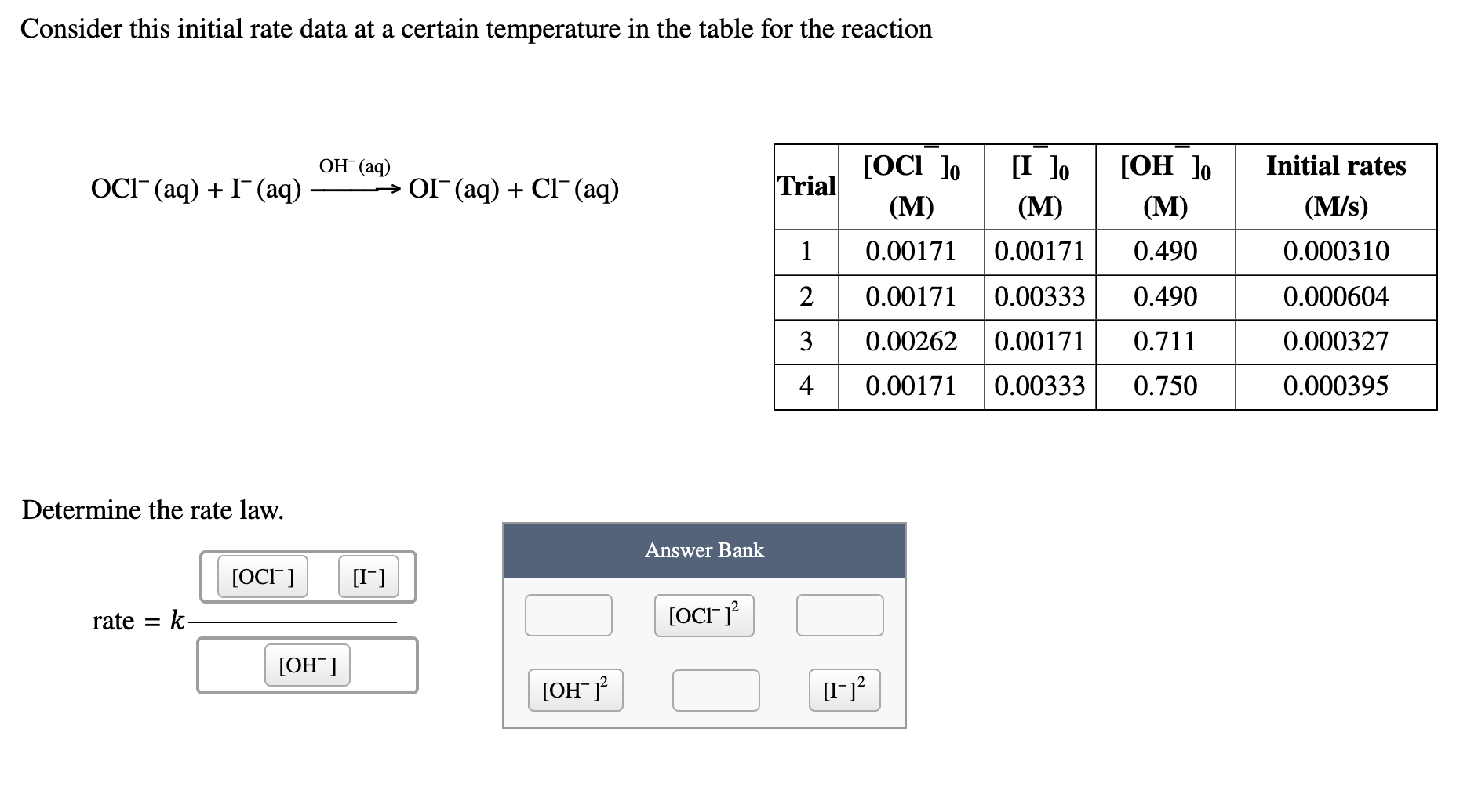 Solved Consider This Initial Rate Data At A Certain
