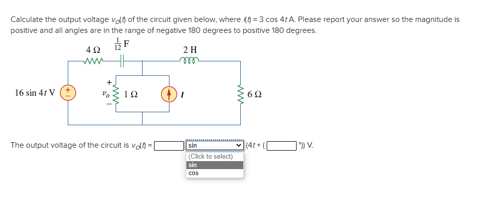 Solved Calculate the output voltage vdt) of the circuit | Chegg.com