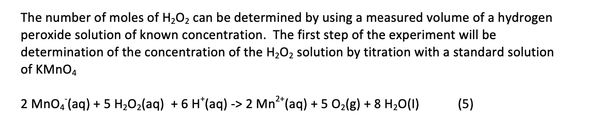 Solved A 2.00 mL aliquot of H2O2 is pipetted into an | Chegg.com