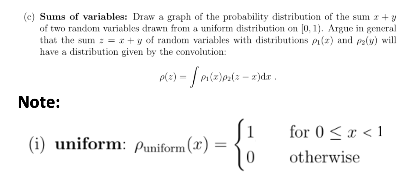 Solved (c) Sums of variables: Draw a graph of the | Chegg.com