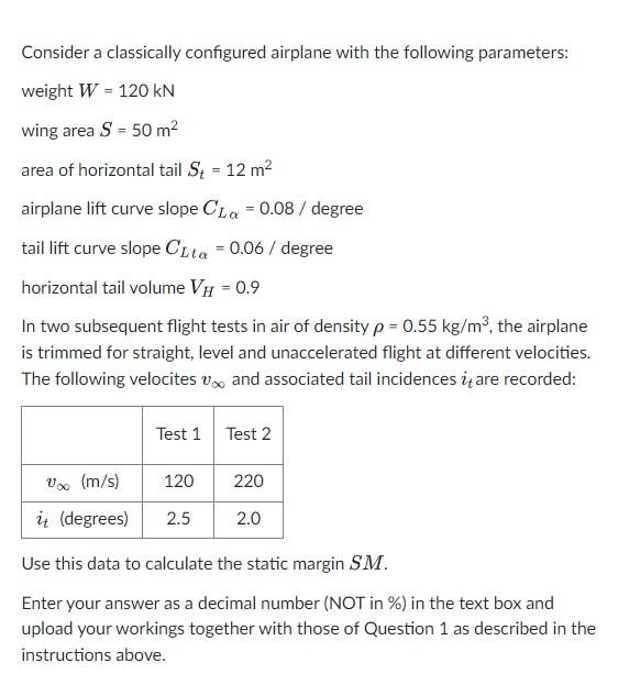Solved Consider a classically configured airplane with the | Chegg.com