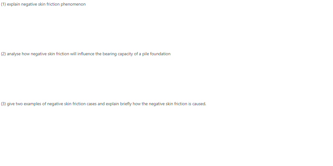 Solved (1) explain negative skin friction phenomenon (2) | Chegg.com