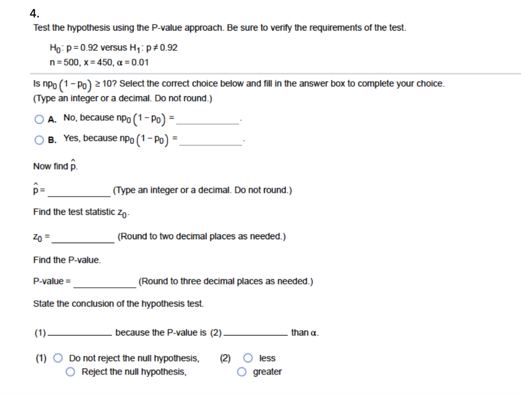 Solved 4. Test the hypothesis using the P-value approach. Be | Chegg.com