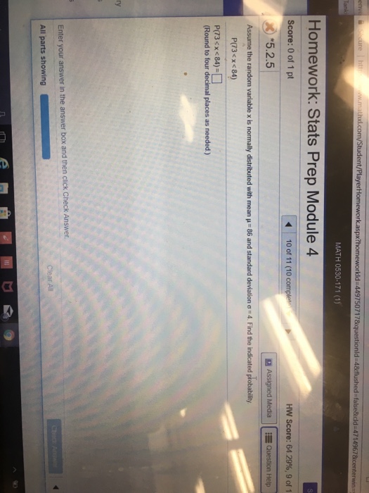 Solved MATH 0530-171 (1) Homework: Stats Prep Module 4 | Chegg.com