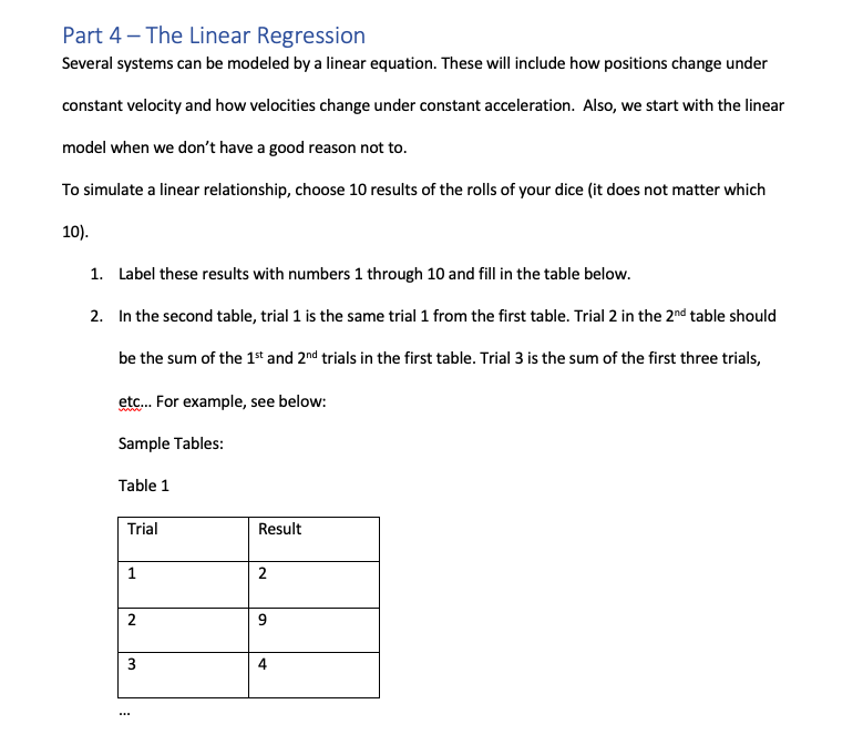 Solved Part 4 - The Linear Regression Several systems can be | Chegg.com