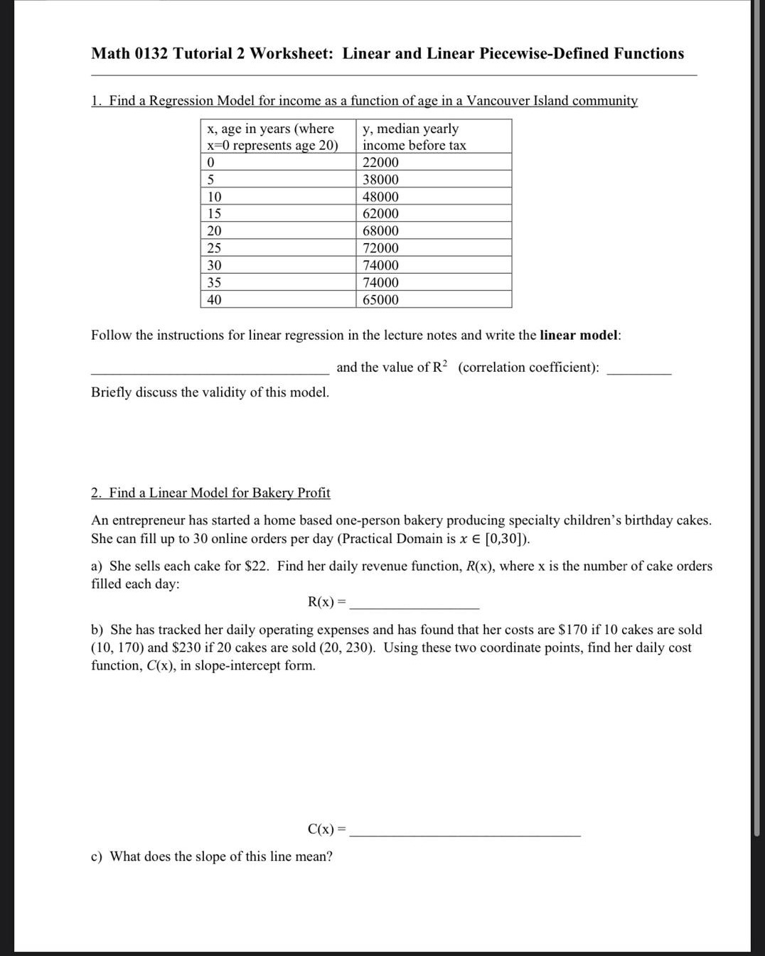 Solved Math 0132 Tutorial 2 Worksheet: Linear and Linear | Chegg.com